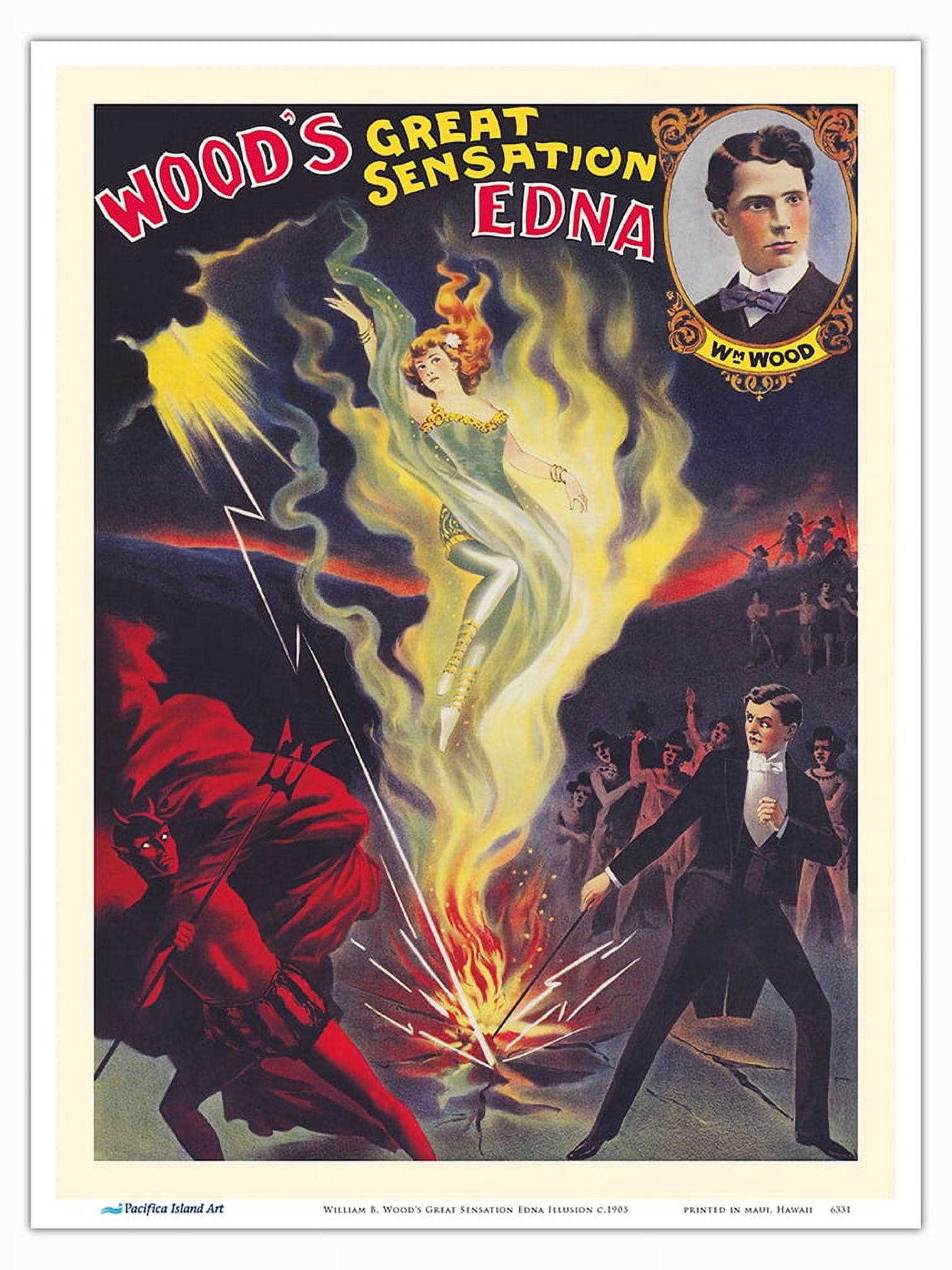 William B. Wood’s Great Sensation Edna Illusion - Vintage Magic Poster ...