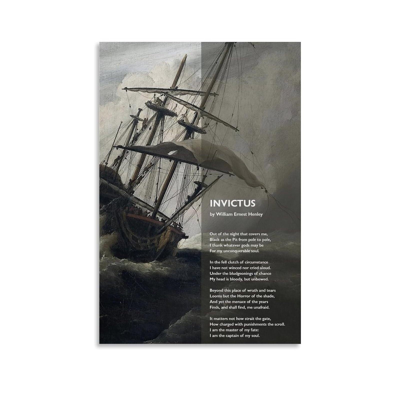 William Ernest Henley Poem - Invictus - Ship in Wall Art Deco Posters ...