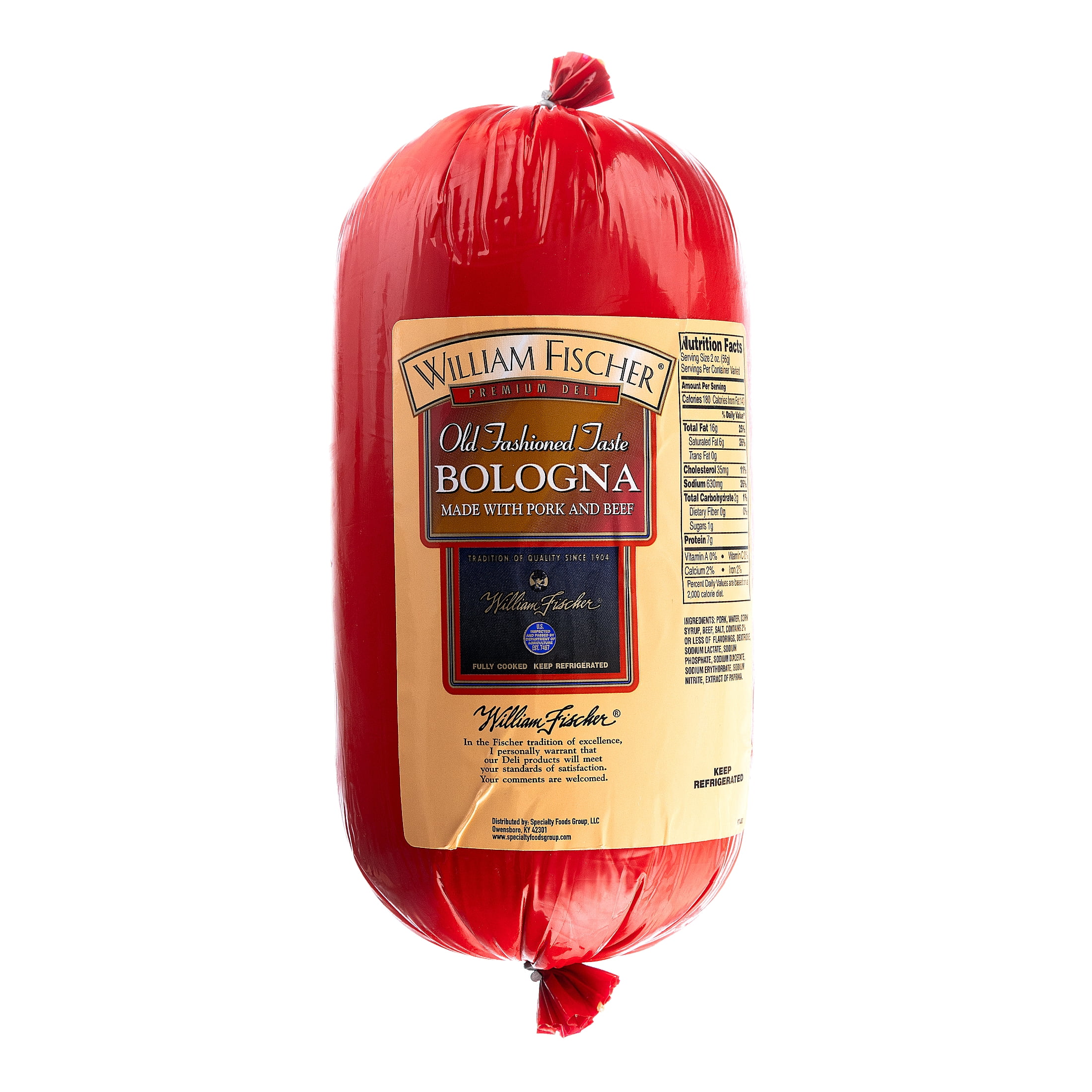 William Fischer Jumbo Deli Bologna, 2.25 lbs, Packaged in Plastic ...