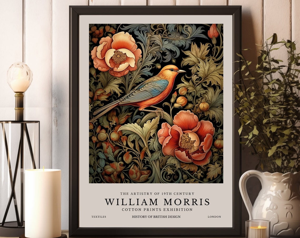 William Morris Art Print, Floral Bird William Morris Exhibition Poster ...
