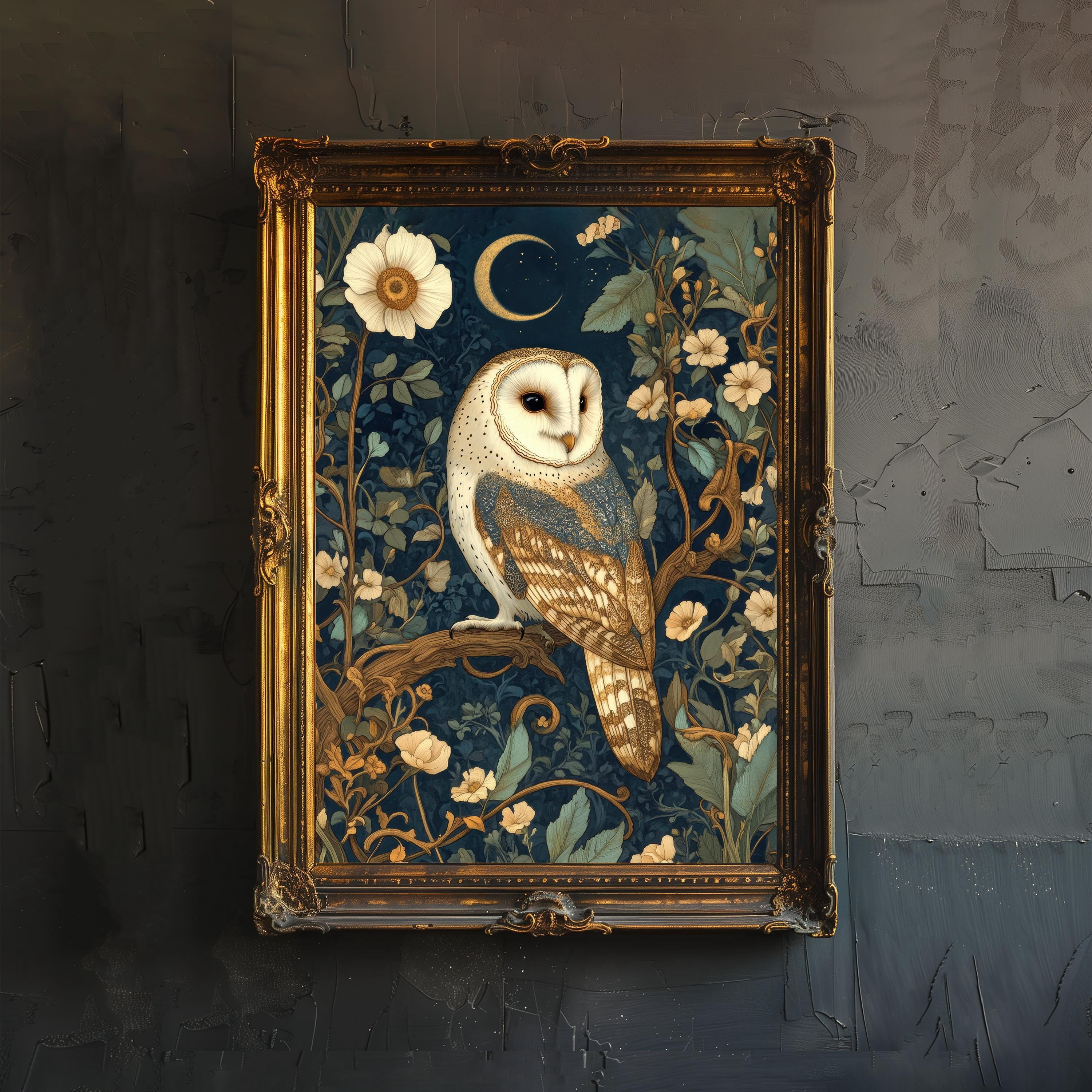 William Morris Barn Owl Poster Cottagecore Decor Dark Academia Art ...