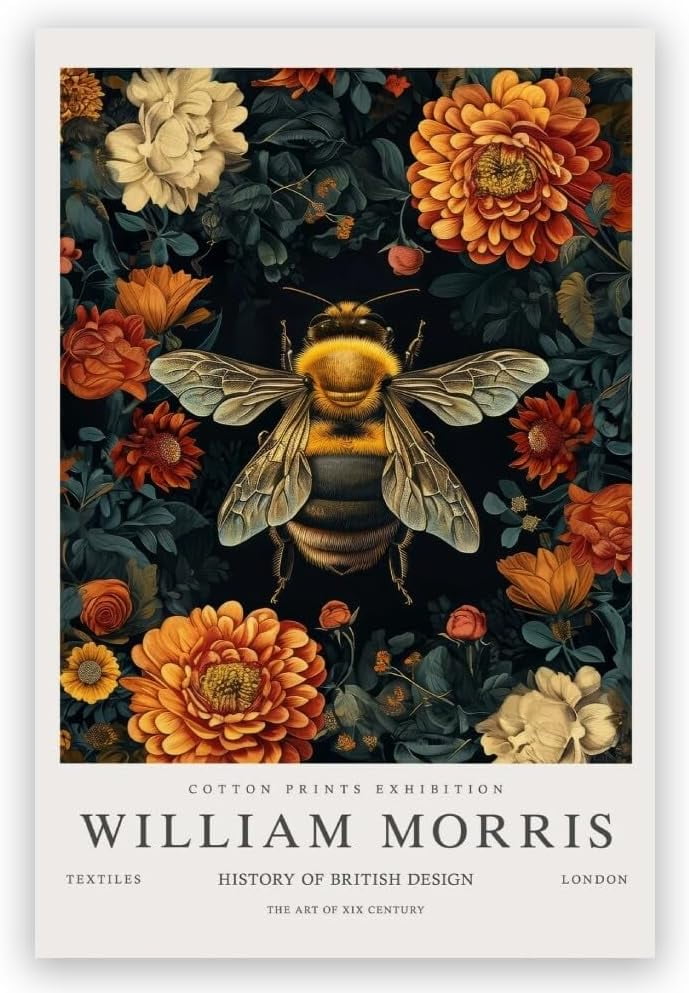 William Morris Bee Canvas Wall Art Prints Nature-Inspired Botanical ...