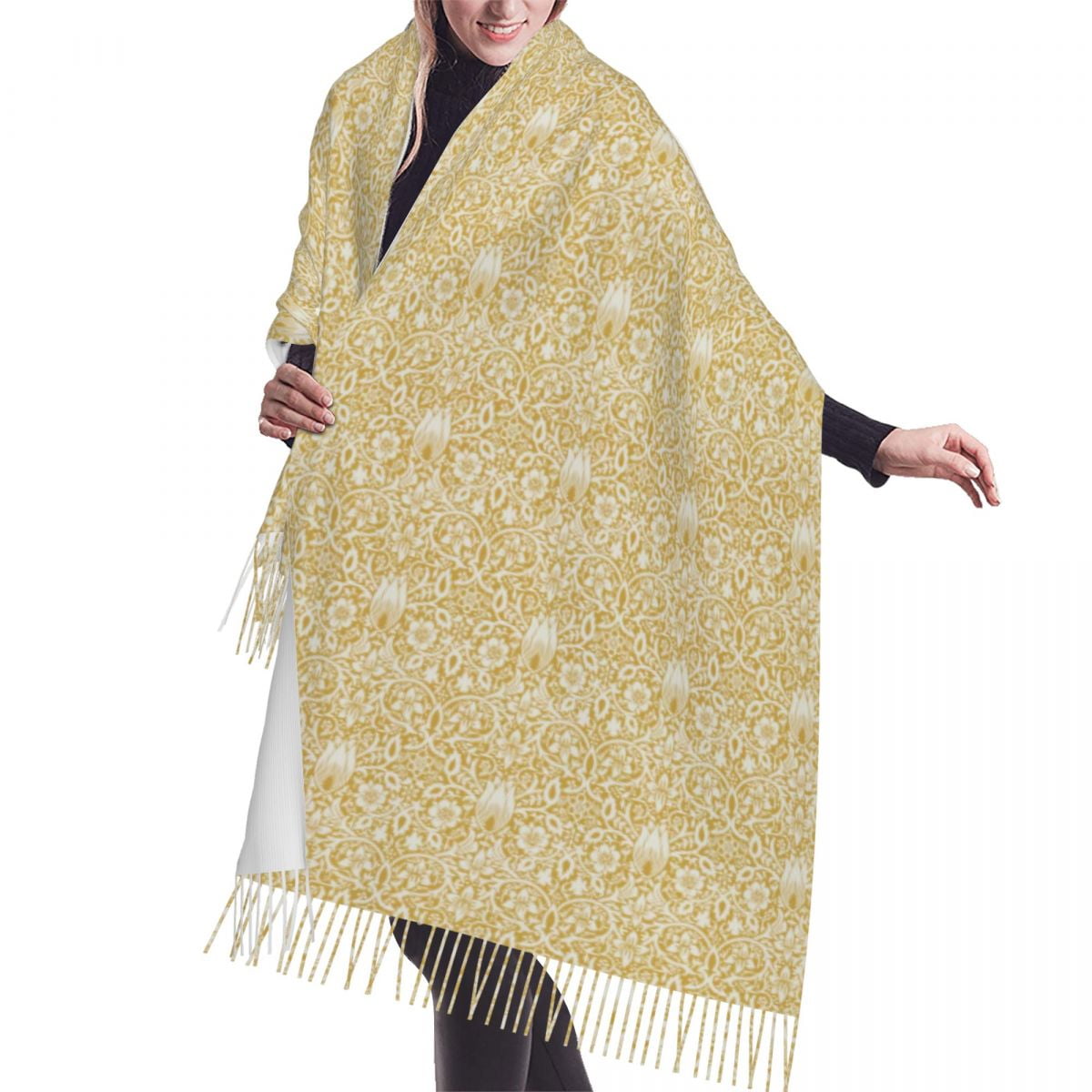 William Morris Bellflowers Pattern Manilla Olive Scarf Wrap Women Long ...