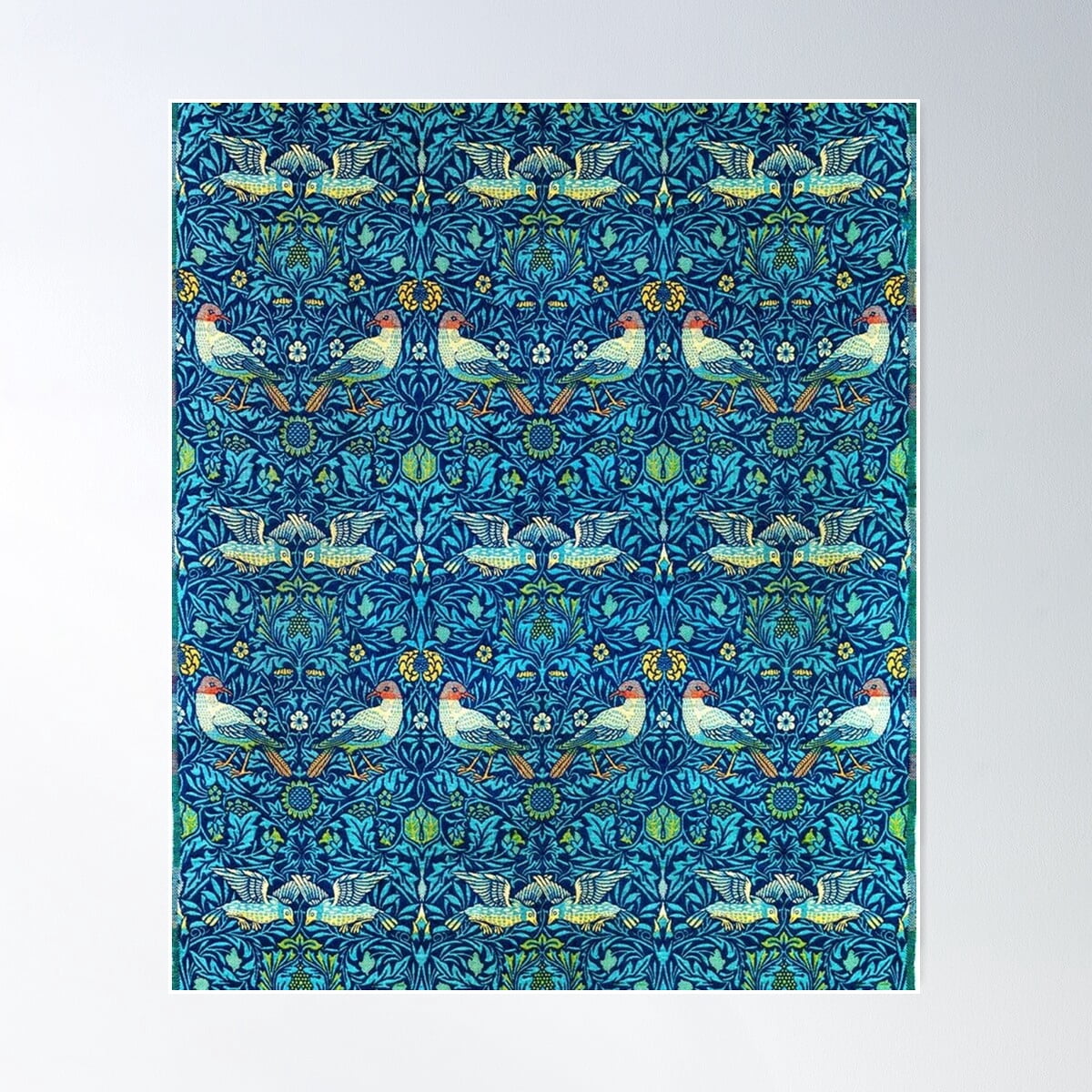 William Morris Birds Blue Pattern Poster Wall Art, Modern Wall Decor ...