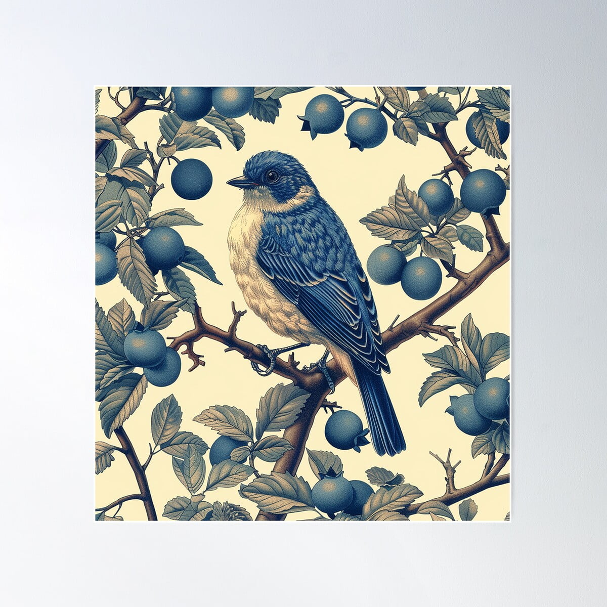 William Morris Blue Bird Poster Wall Art, Modern Wall Decor For Living ...