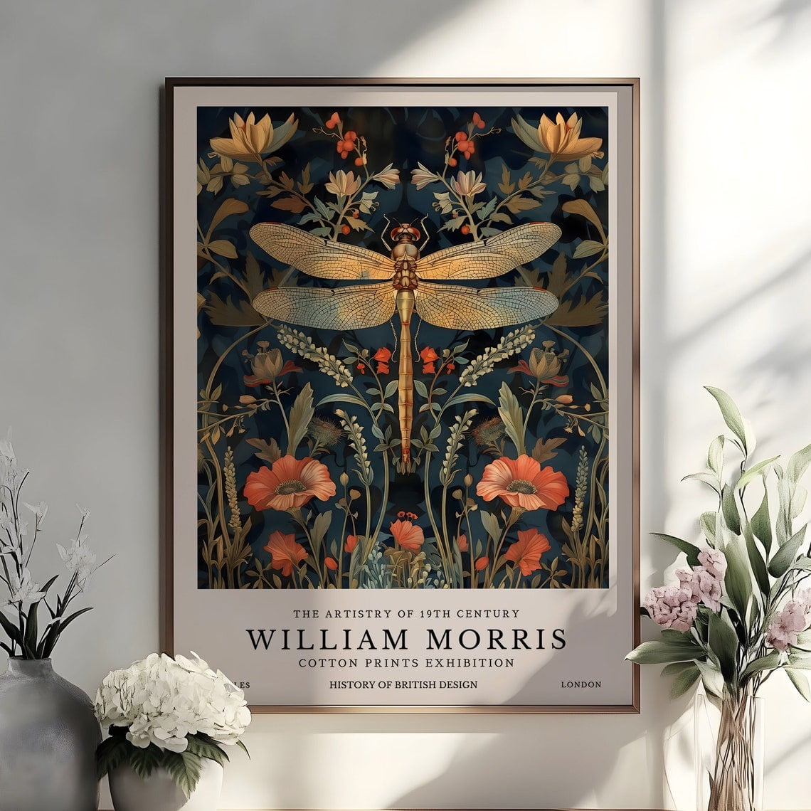 William Morris Dragonfly Print, William Morris Poster, William Morris Exhibition Print, Vintage ...