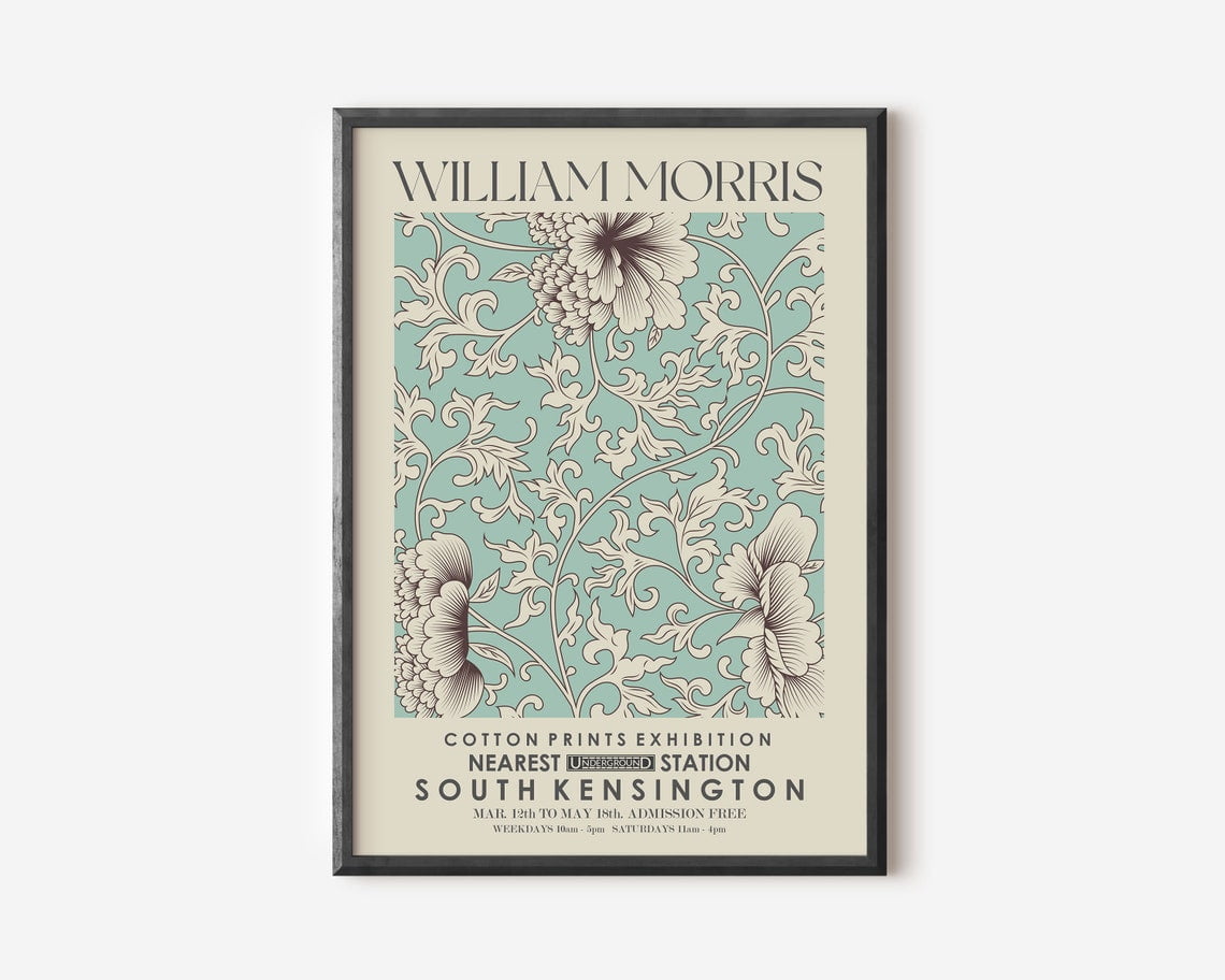 William Morris Exhibition Wall Art Print, Neutral Beige Abstract ...