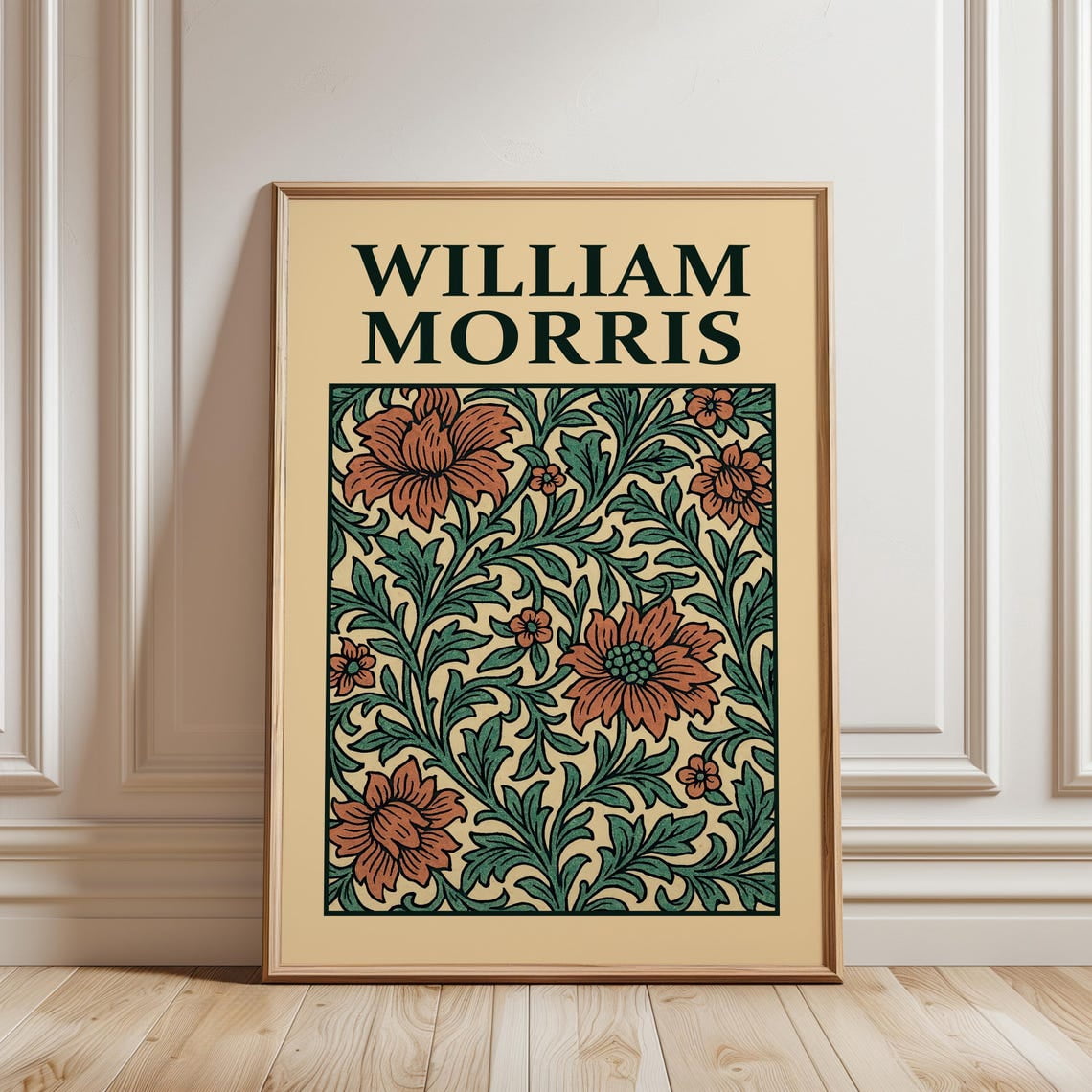 William Morris Floral Arts Crafts Botanical Pattern Vintage Textile ...