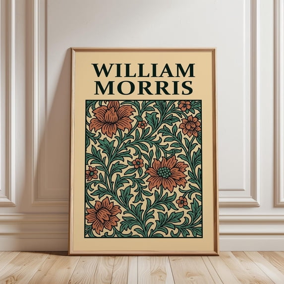 William Morris Floral Arts Crafts Botanical Pattern Vintage Textile ...