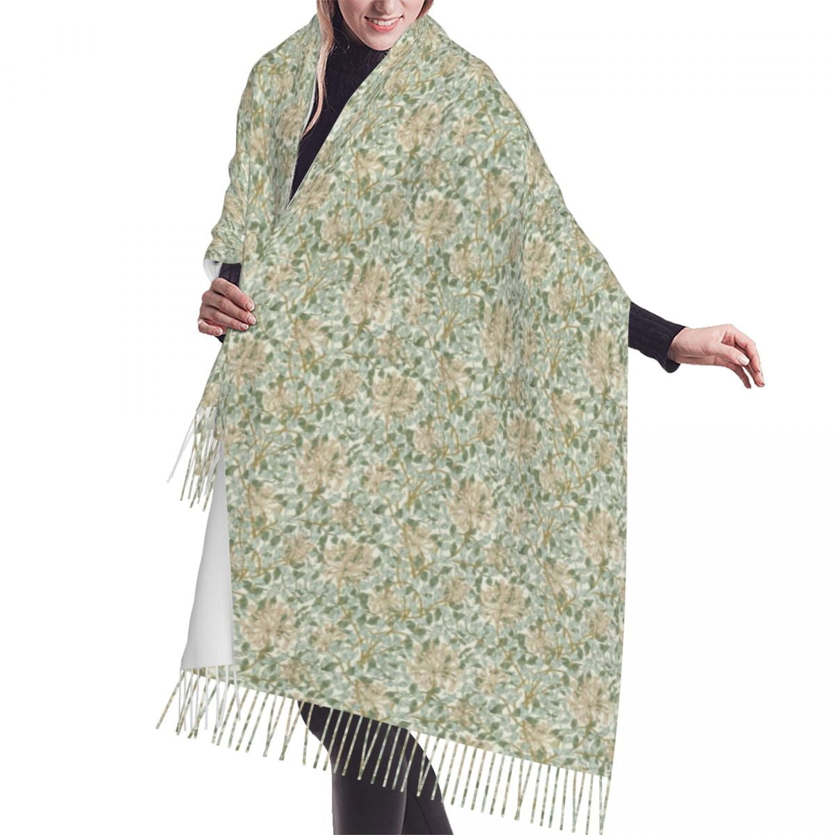 William Morris Hysuckle Pattern Teal Soft Lemon Scarf Men Women Winter ...