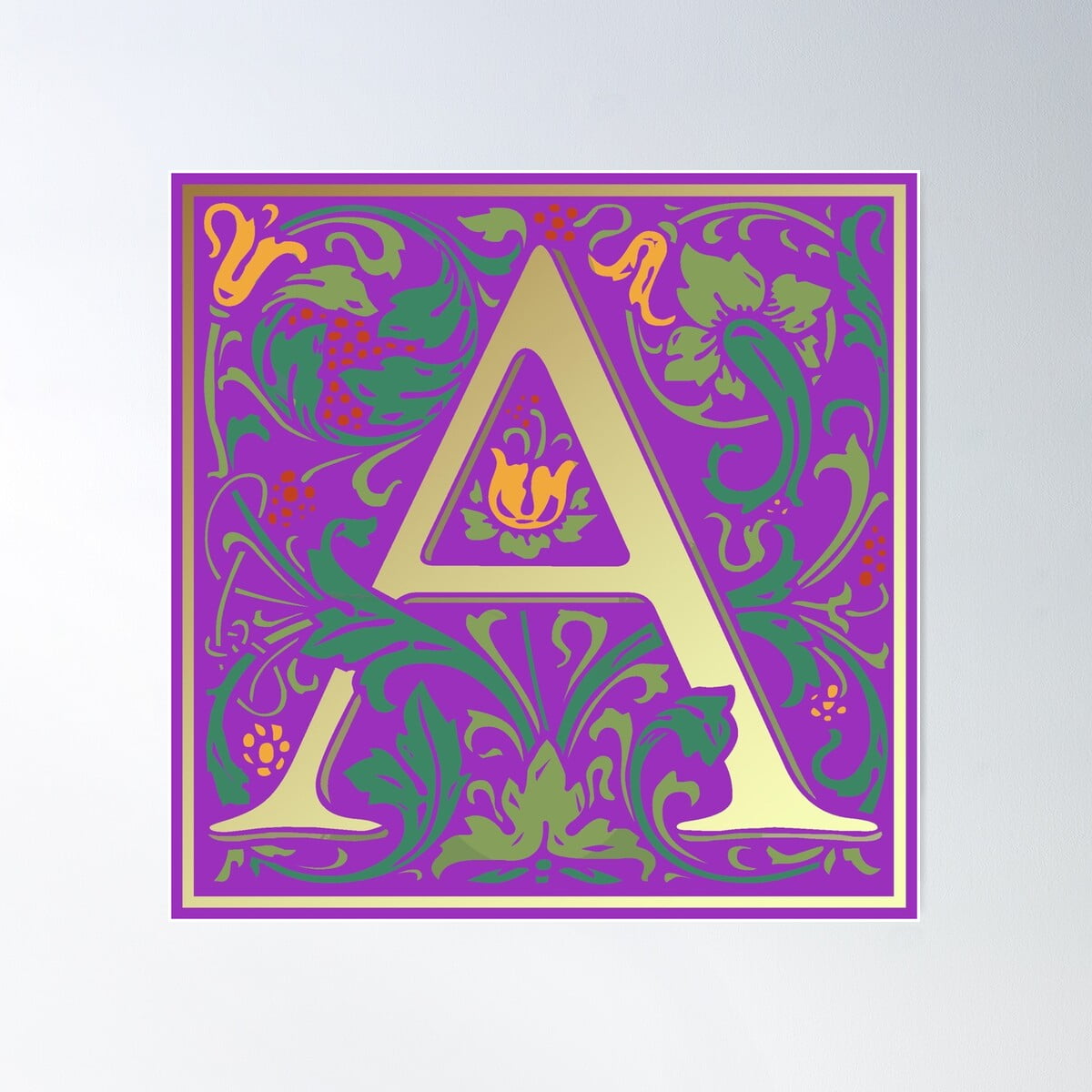 William Morris Illuminated Initial Capital Letter A In Mauve Poster ...