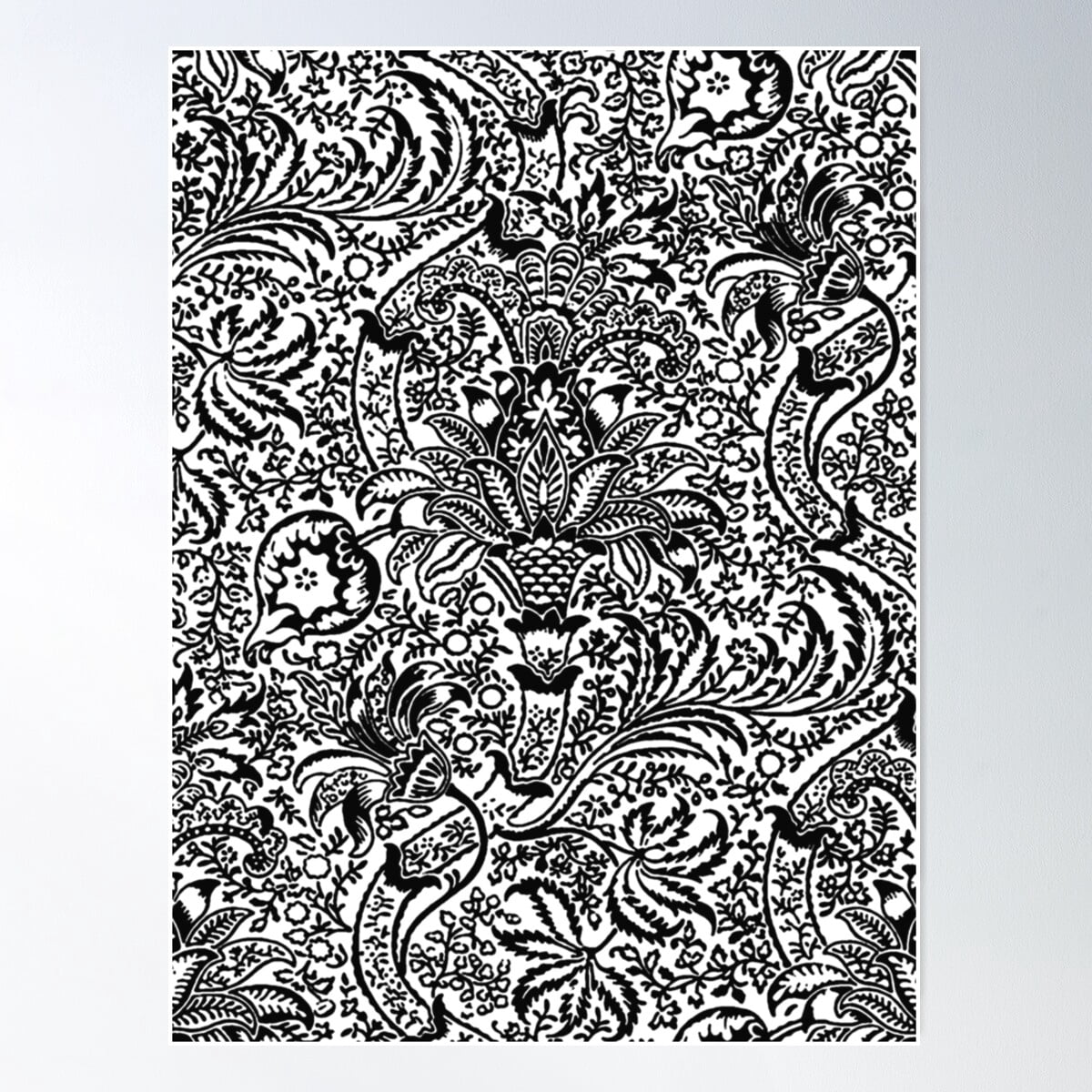 William Morris Indian, Black And White Poster Wall Art, Modern Wall ...