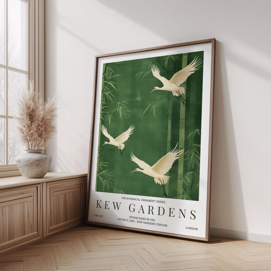William Morris Kew Gardens White Crane Bamboo Forest Botanical Bird Art ...