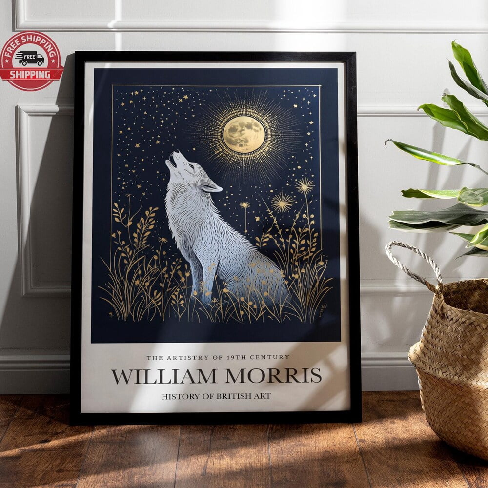 William Morris Moon & Stars Print, William Morris Exhibition Print ...