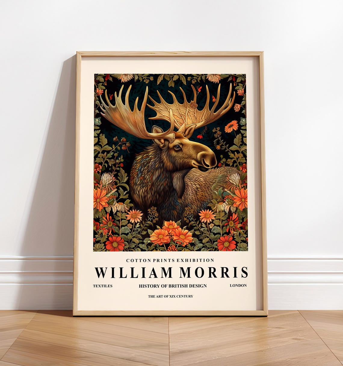 William Morris Moose Print, Dark Cottagecore Decor, Dark Botanical Wall Art, Animal Poster Wall ...