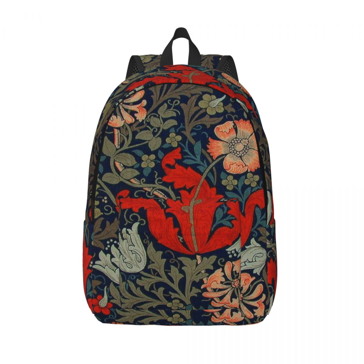 William Morris Orange Cray Floral Art Canvas Backpack for Women ...
