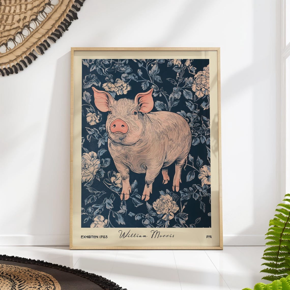 William Morris Pig Art Print - Farm Animal Poster - Farmhouse Decor ...