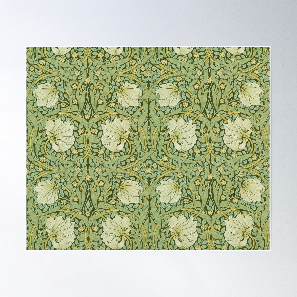 William Morris Pimpernel Floral Blue Wallpaper Poster Wall Art, Modern ...