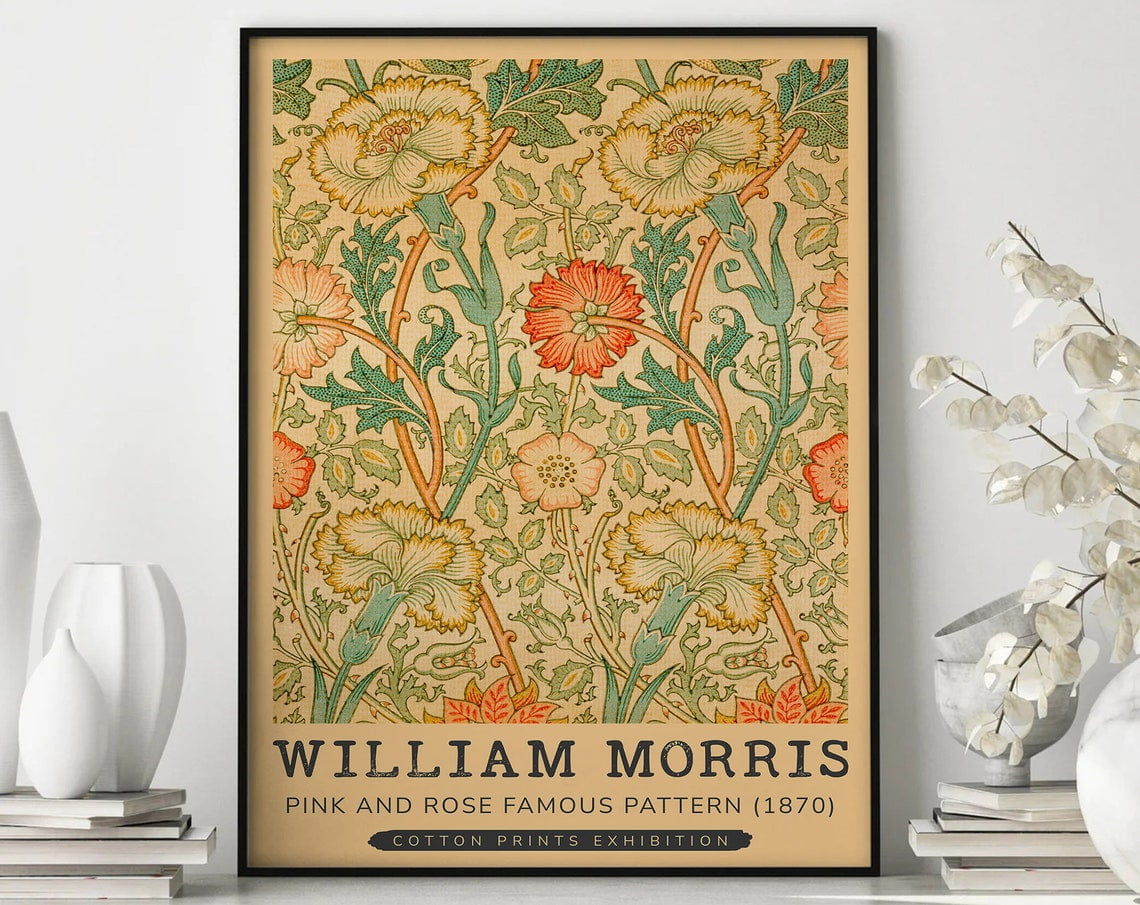 William Morris - Pink And Rose Famous Pattern (1870) Poster Print ...