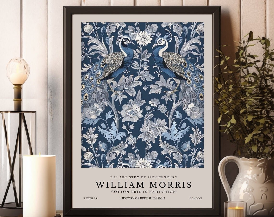 William Morris Print, Blue William Morris Exhibition Print, William ...