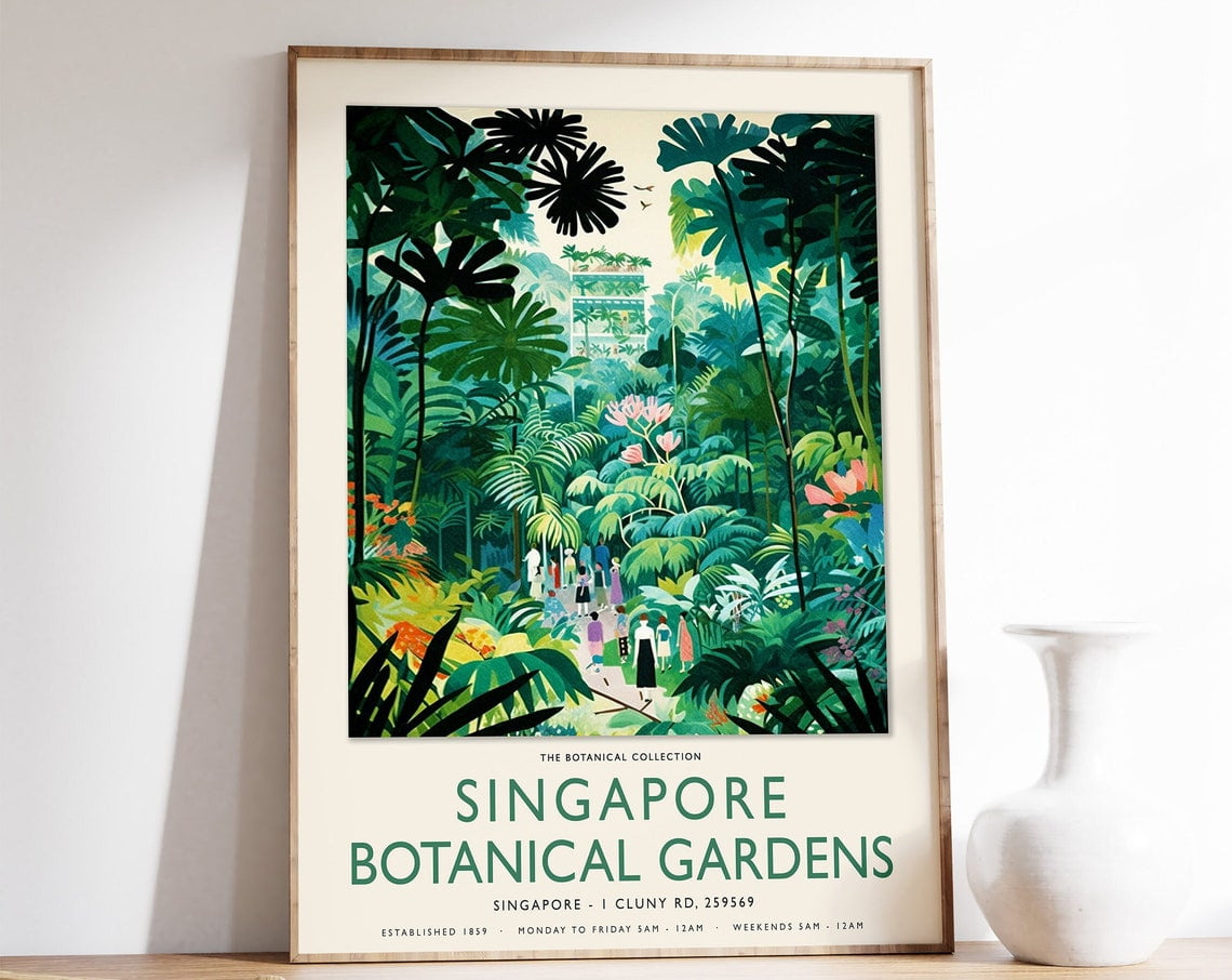 William Morris Print, Singapore Botanical Gardens Poster, Singapore ...