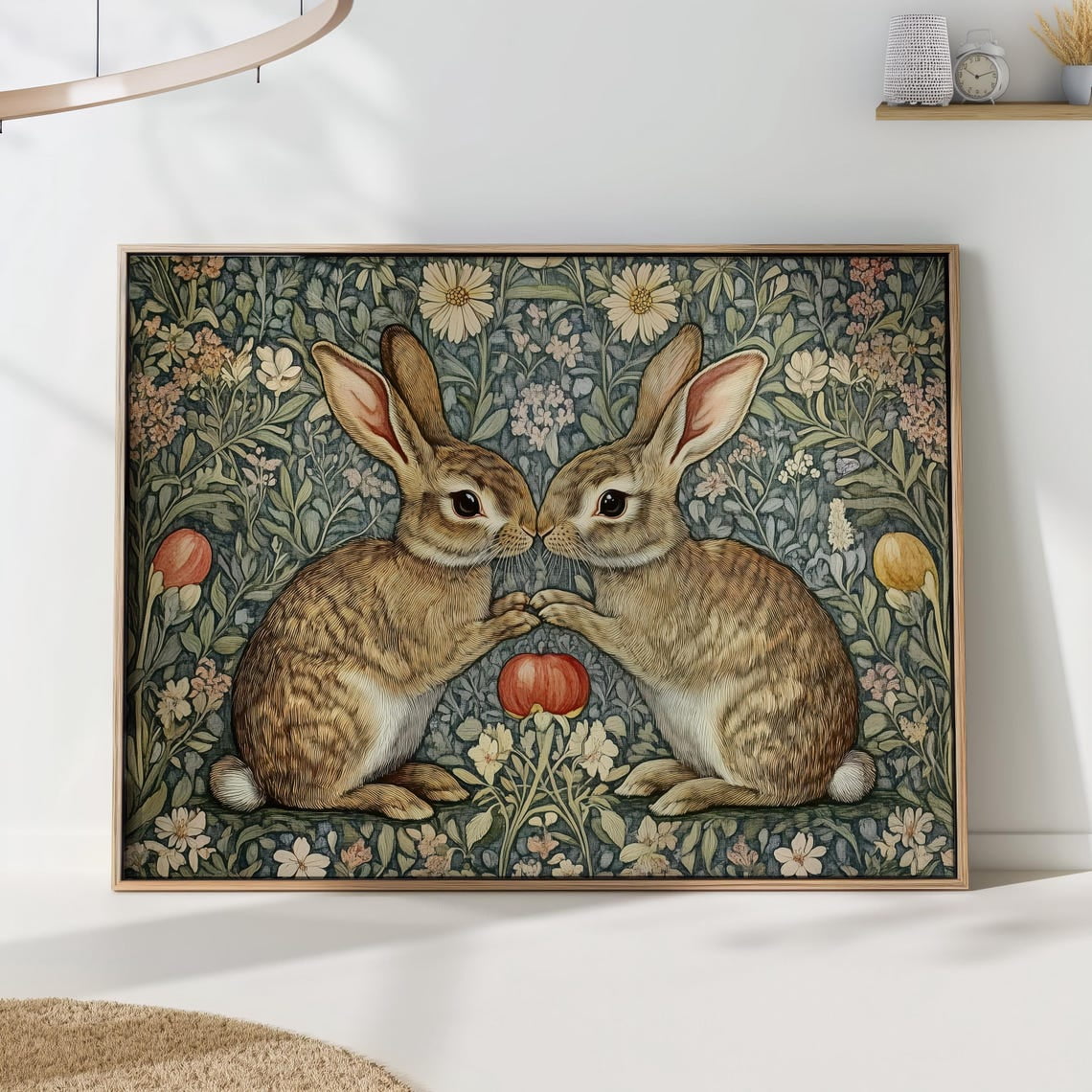 William Morris Rabbit Print - Vintage Floral Woodland Wall Art Farm ...