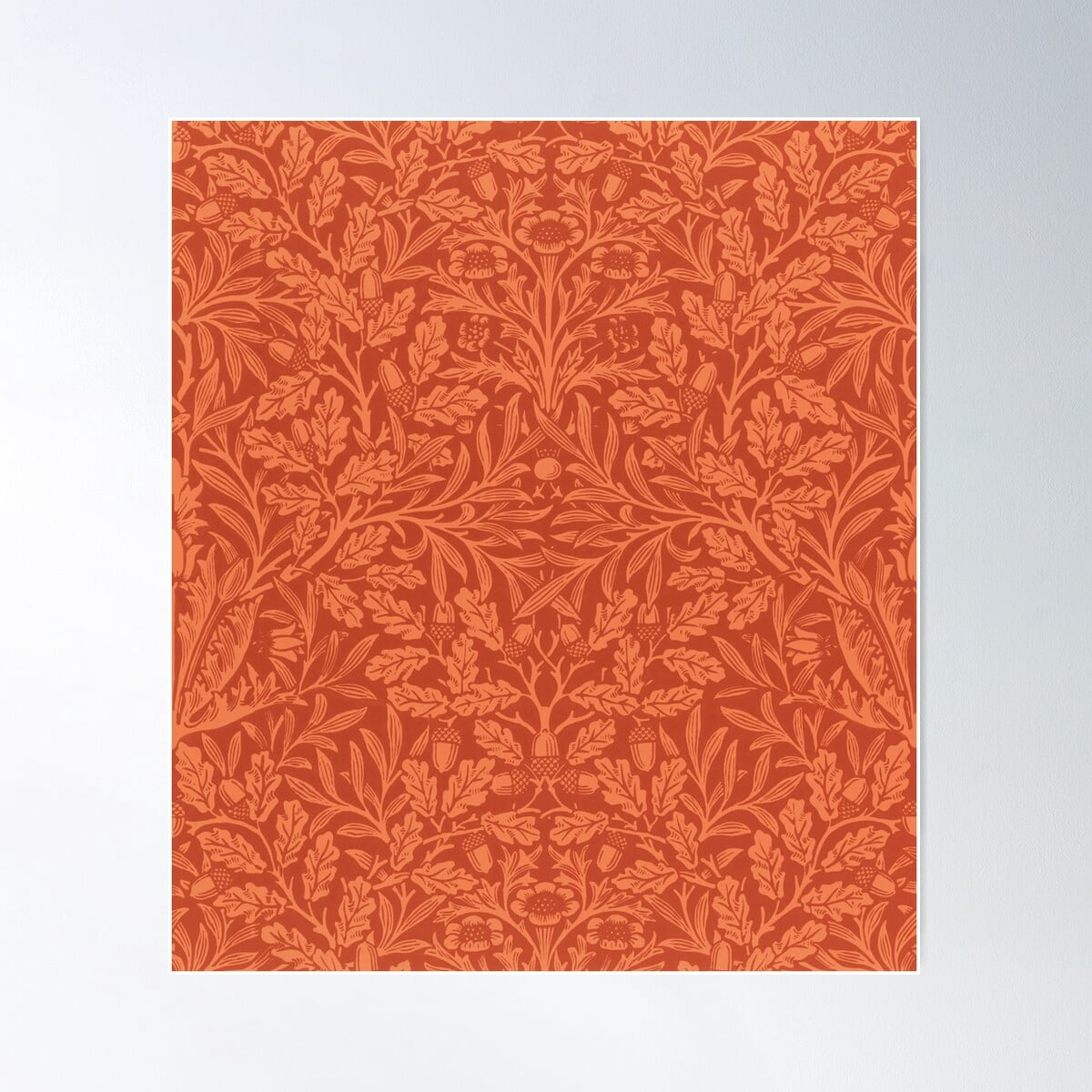 William Morris Red Wallpaper Acorns And Oak Leaves Poster Wall Art ...