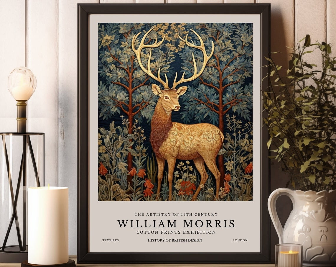 William Morris Reindeer Print, William Morris Exhibition Print, William ...