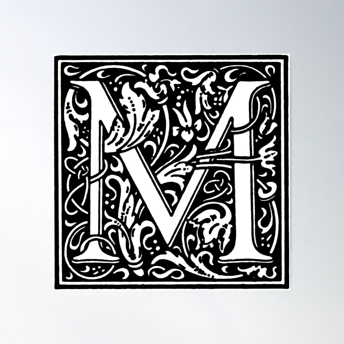 William Morris Renaissance Style Cloister Alphabet Letter M Poster Wall ...