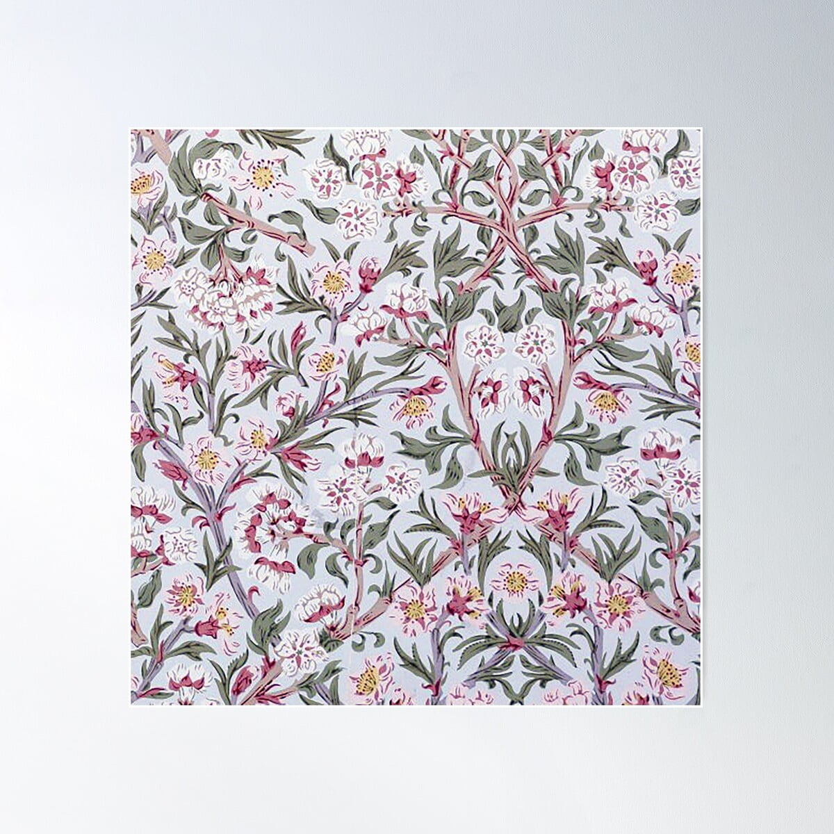 William Morris Soft Blue And Mauve Pink Blossom Pattern Vintage Floral ...