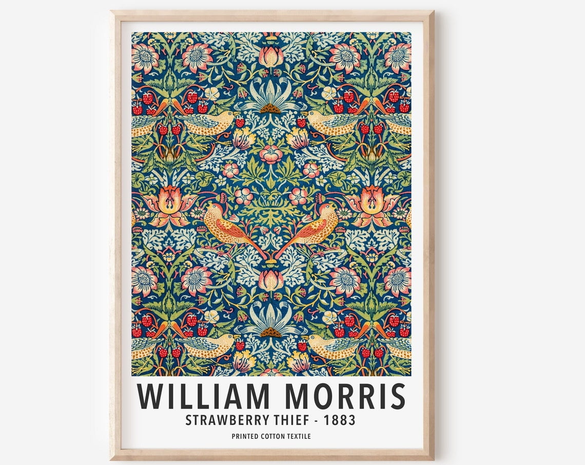 William Morris Strawberry Thief Print - Art Nouveau Exhibition Poster ...