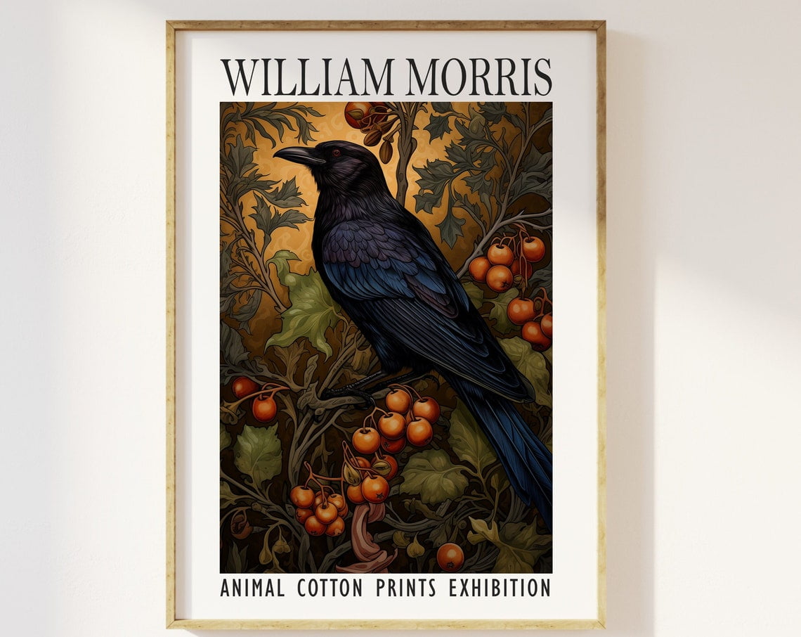 William Morris Style Crow Print - Animal Cotton Prints Exhibition ...