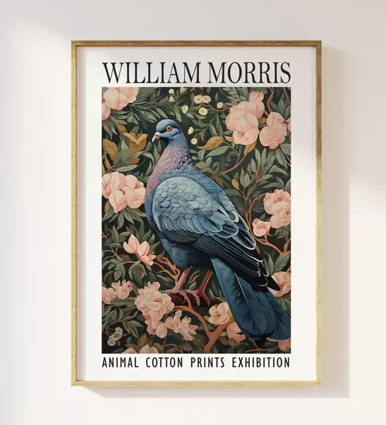 William Morris Style Pigeon Print - Animal Cotton Prints Exhibition ...