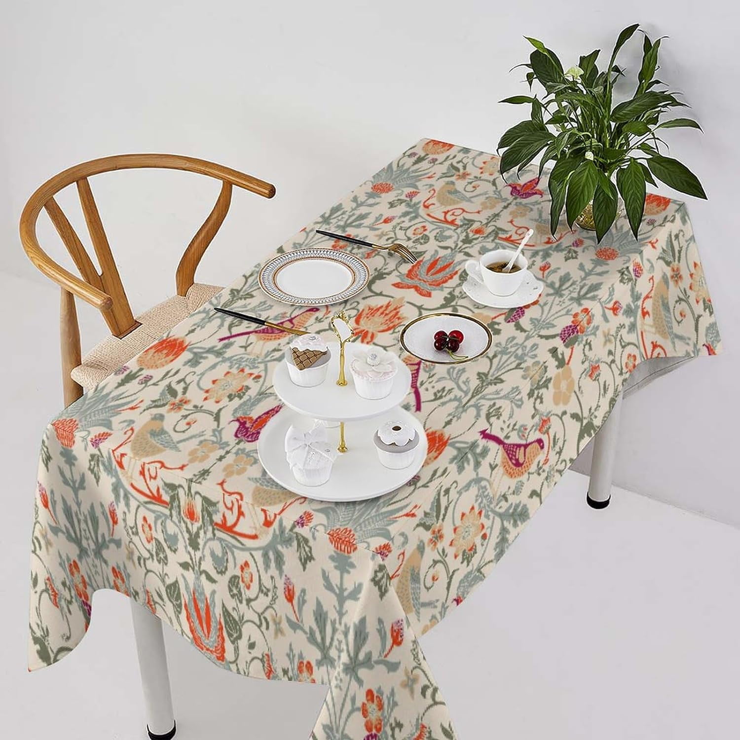 William Morris Tablecloth, Original Design Retro Bird Floral Print ...