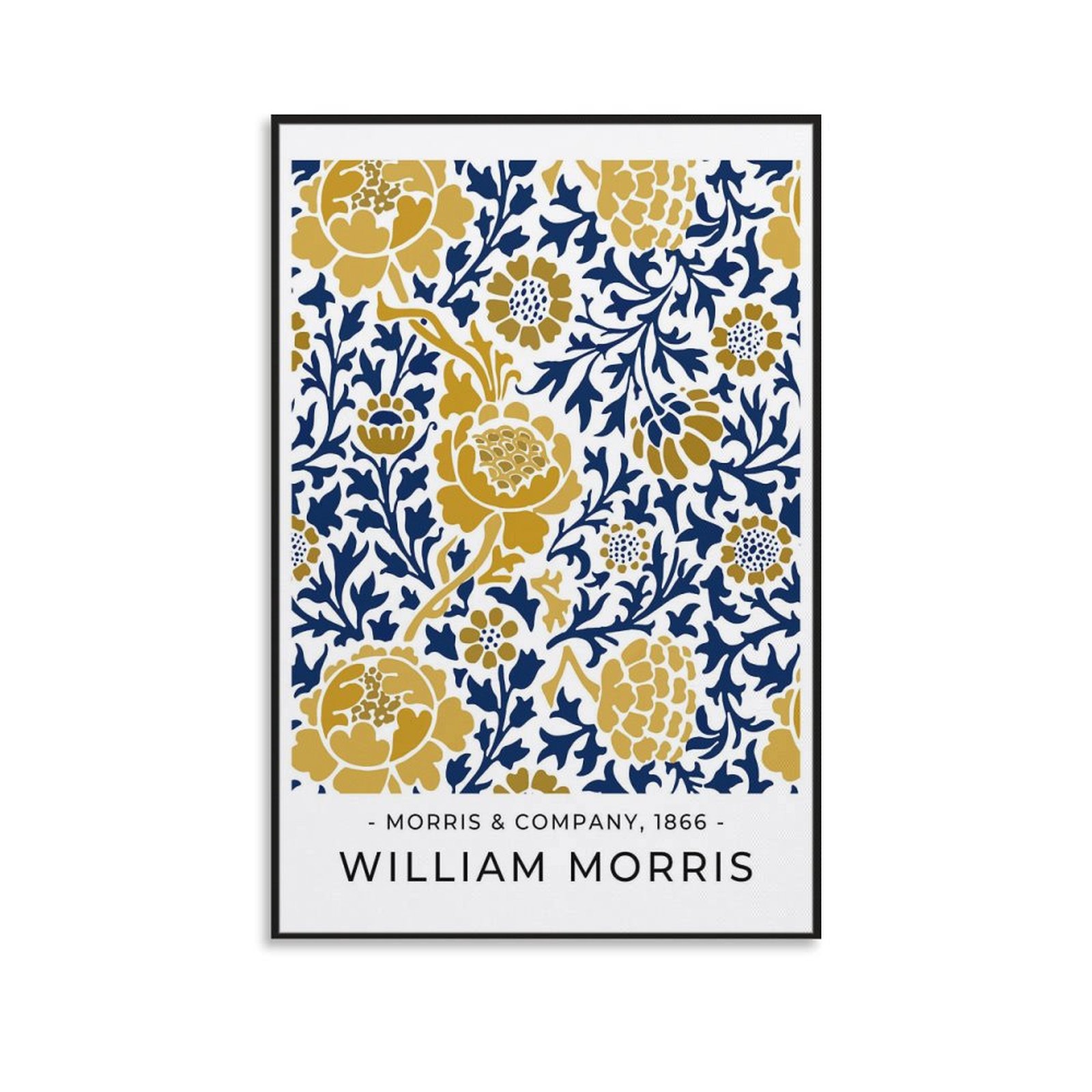 William Morris Vintage Black And Gold Chrysanthemum Floral Posters ...