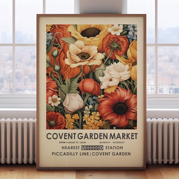 William Morris floral print Covent Garden Flower Market rust orange ...