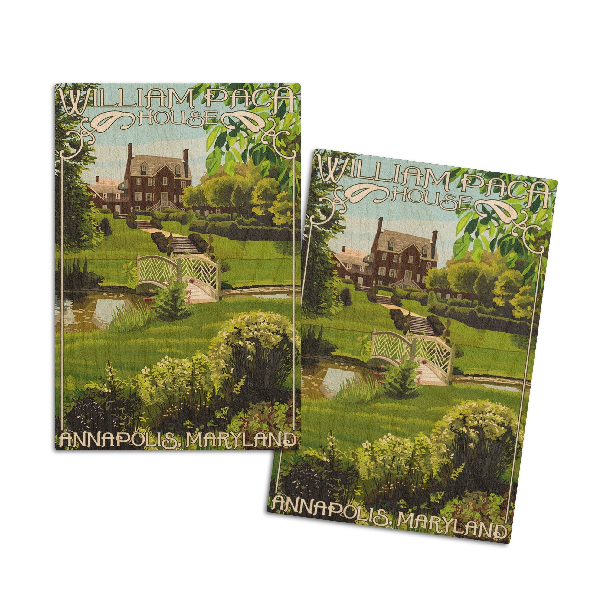 William Paca House, Annapolis, Maryland (4x6 Birch Wood Postcards, 2-Pack Stationary, Rustic ...