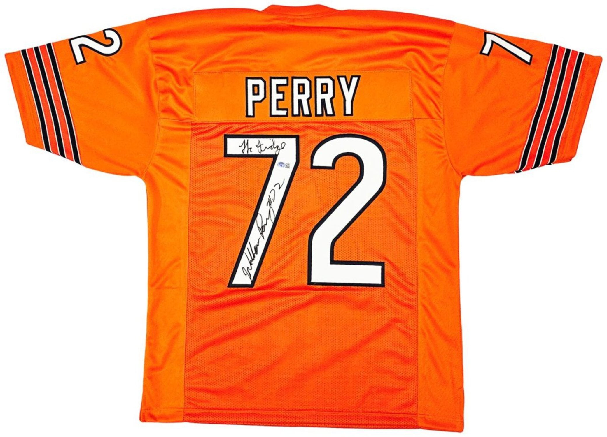 William Perry Chicago Signed Orange Football Jersey The Fridge ...