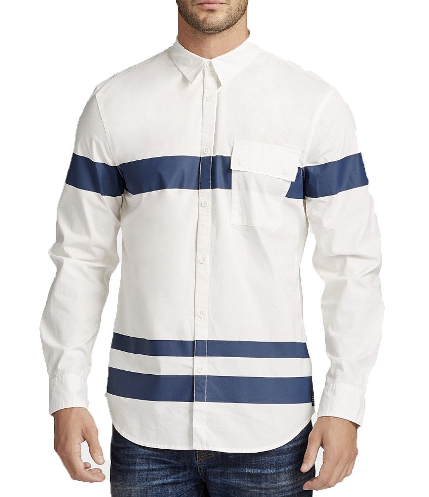 William Rast NEW White Mens Size Medium M Striped Button Down Shirt ...