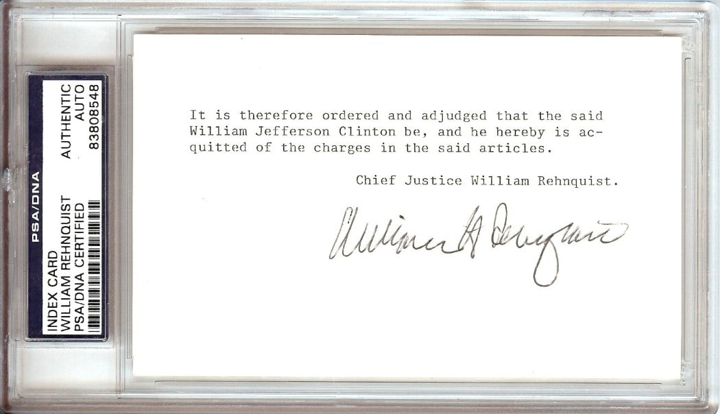William Rehnquist Signed Autographed Index Card SCOTUS Chief Justice ...