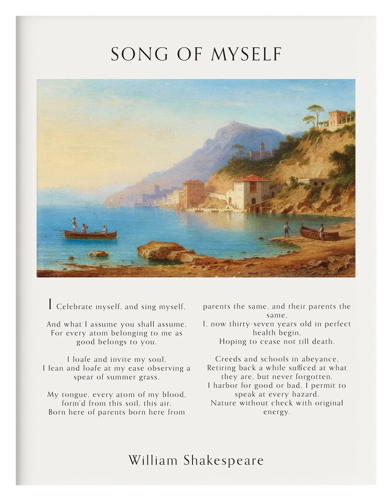 William Shakespeare Quote Art Print - Coastal Landscape Wall Decor ...
