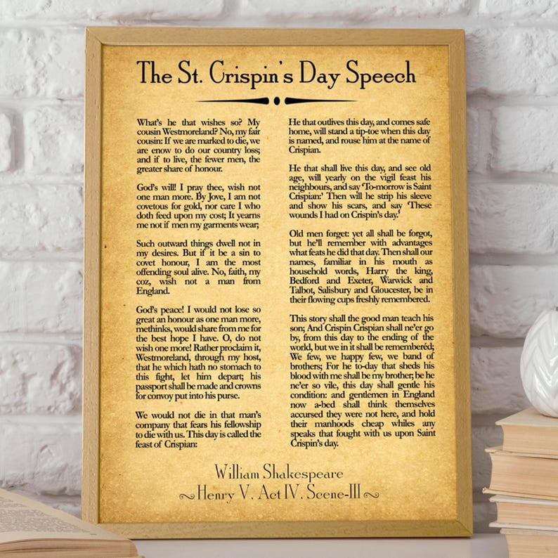 William Shakespeare Quote St. Crispin'S Day Speech Brainy Quote ,Decor ...