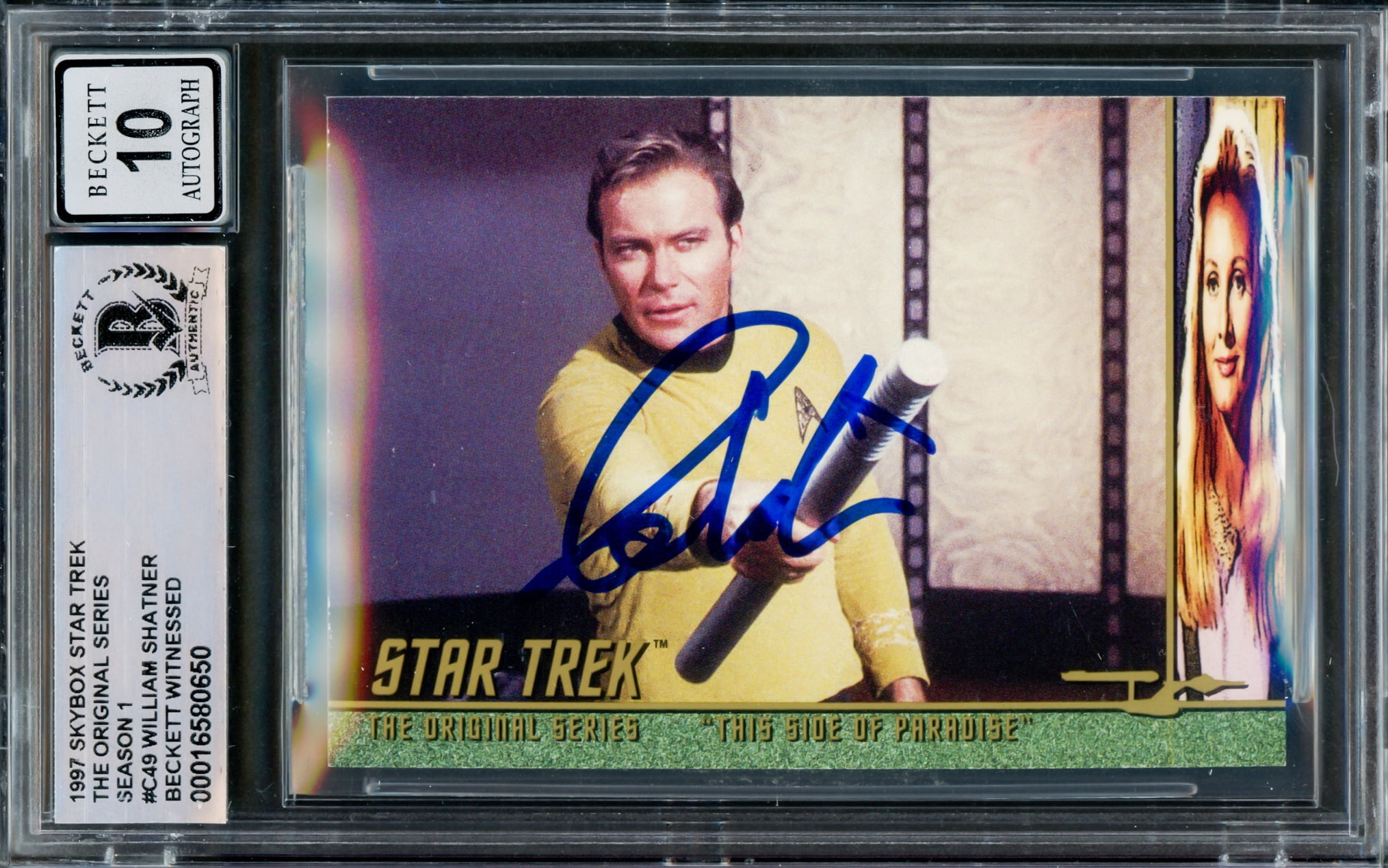 William Shatner Autographed 1997 Fleer Skybox Card #C49 Star Trek ...