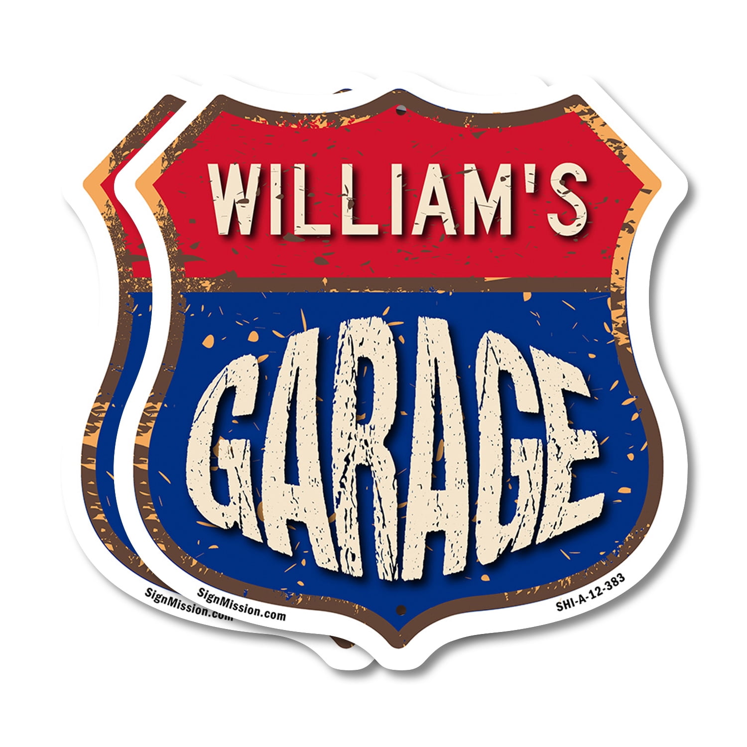 William's Garage (2 Pack) 12 inch X 12 inch Shield-Shaped Rust-Free ...
