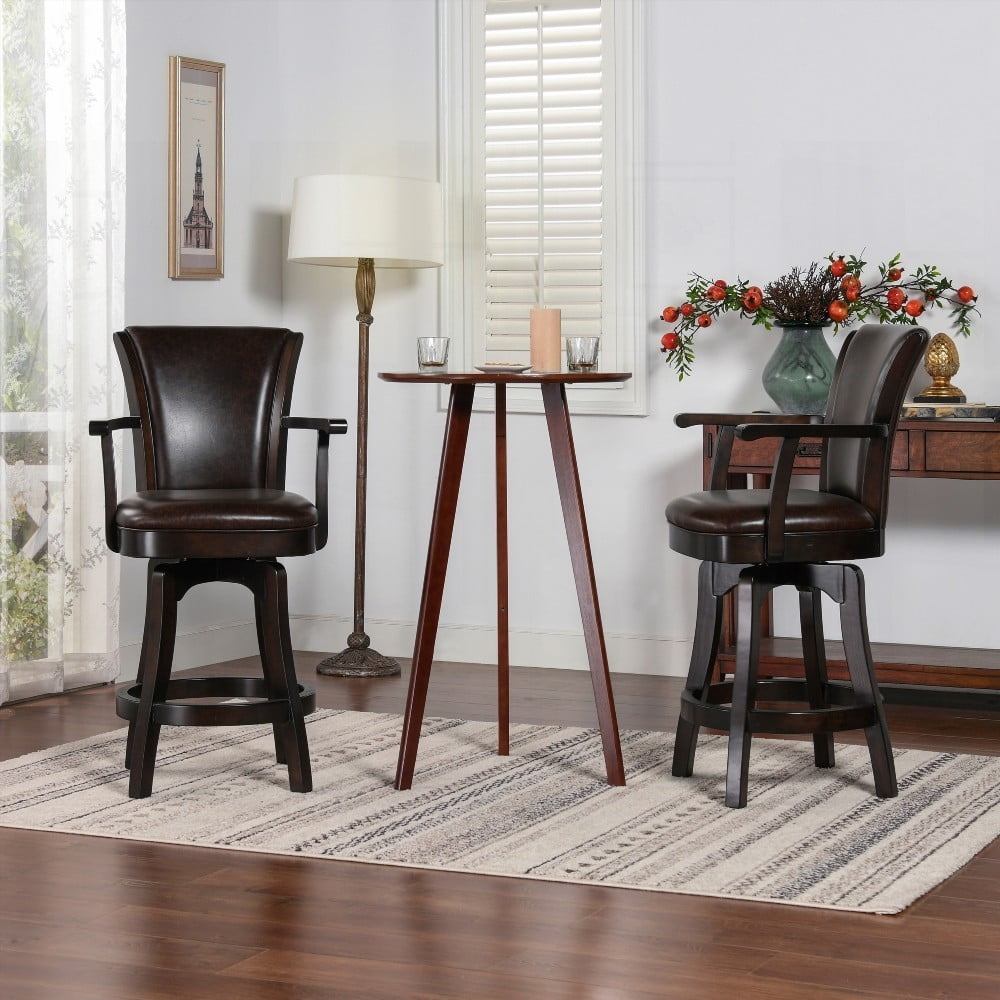 Williams 1-Piece Swivel Bar Stool - Vintage Brown Faux Leather ...
