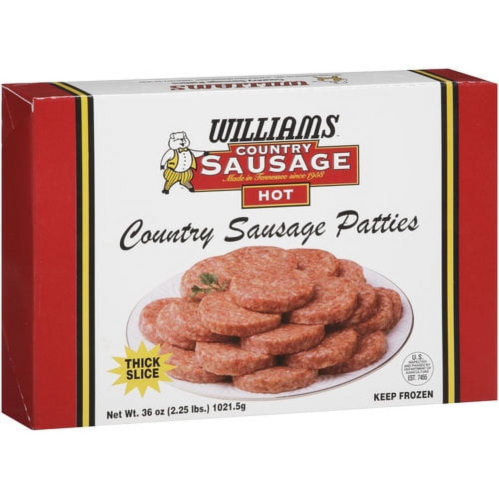 Williams Hot Country Pork Sausage Boxed Patties, 36 oz, 18 count ...