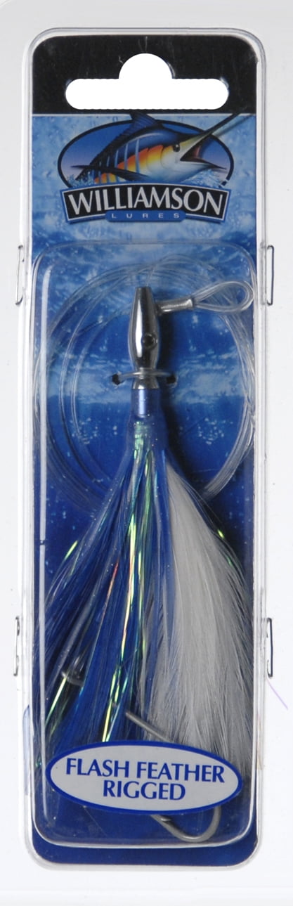 Williamson Flash Feather Rigged Trolling Lure, 4", Blue/White - Walmart.com