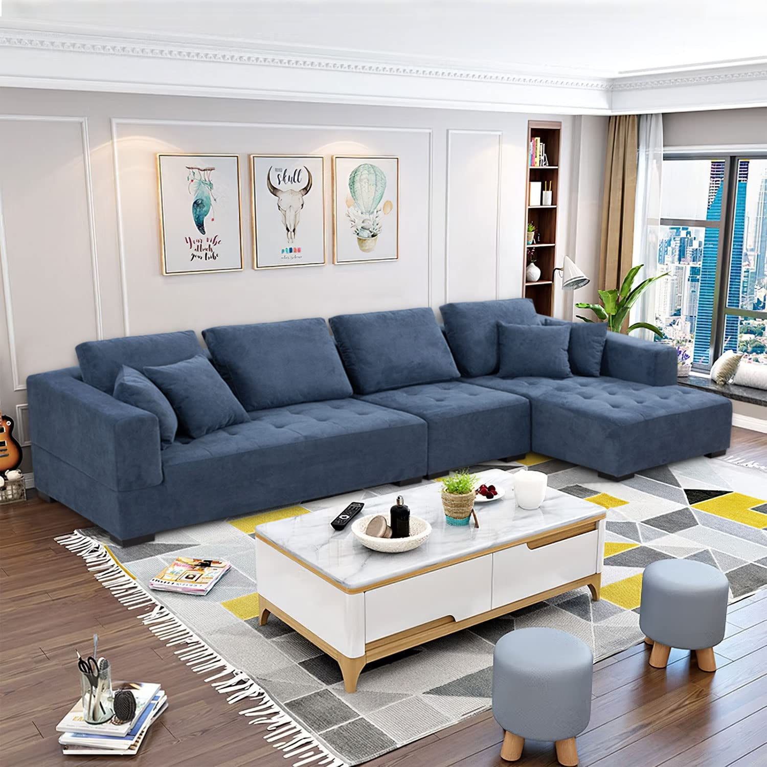 Williamspace 134.6'' Large Sectional Sofa Couch L-Shape with Chaise ...