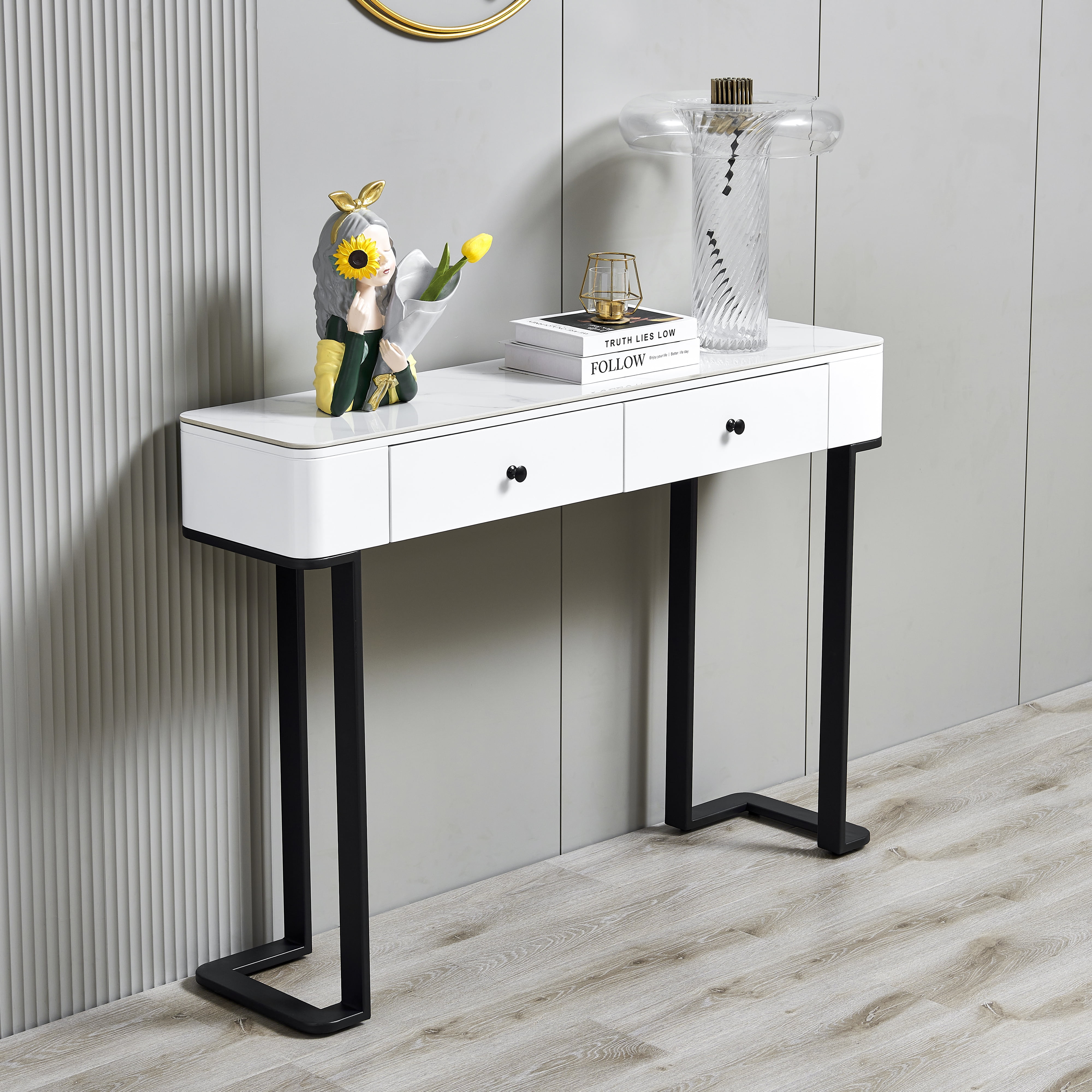 Williamspace 47.2" Console Table with Drawers, Sintered Stone Sofa ...