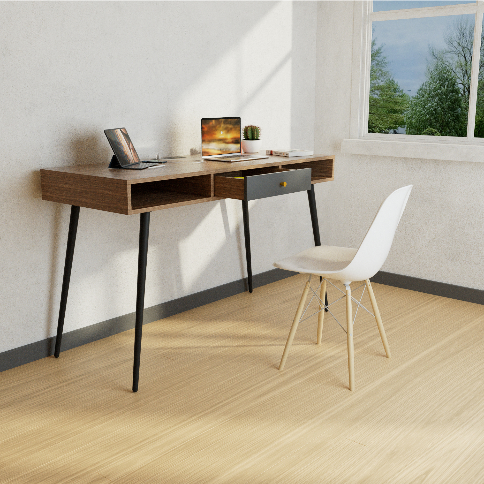 Williamspace 47" Writing Computer Desk with Fast Charger USB Ports,Home ...